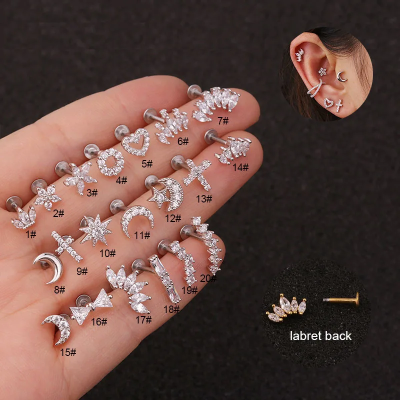 Cruz-Cora-o-Flor-Coroa-Cz-Ear-Studs-Helix-Piercing-Brinco-de-cartilagem ...