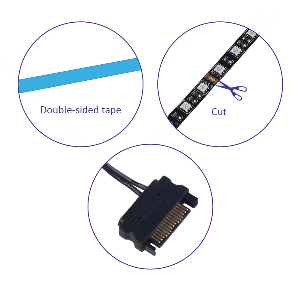 BANDE LED,One Strip-50CM--Bande lumineuse SATA LED, 5050 RGB, 12v dc ...