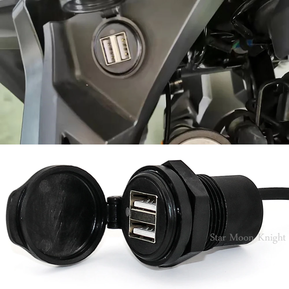 Motorcycle-Dual-USB-interface-Display-Charger-Adapter-Port-USB-charging ...