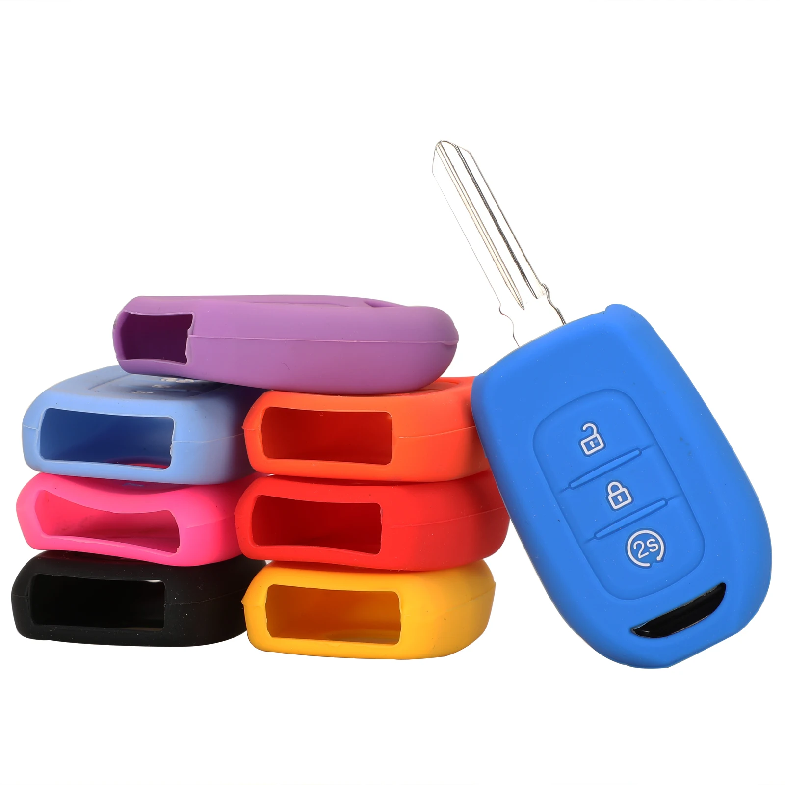 jingyuqin 3BTN Remote Coloful Silicone Car Key Cover Case For Renault ...
