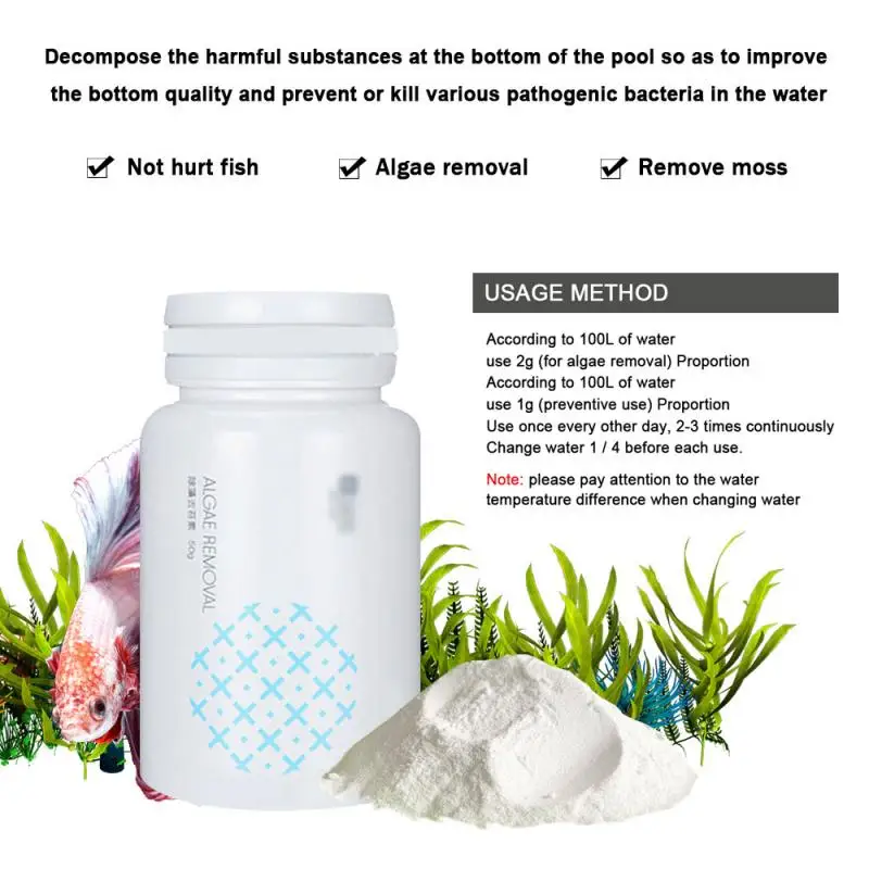 Aquarium Algaecide Aquatic Algae Removal Powder Control Detergent ...