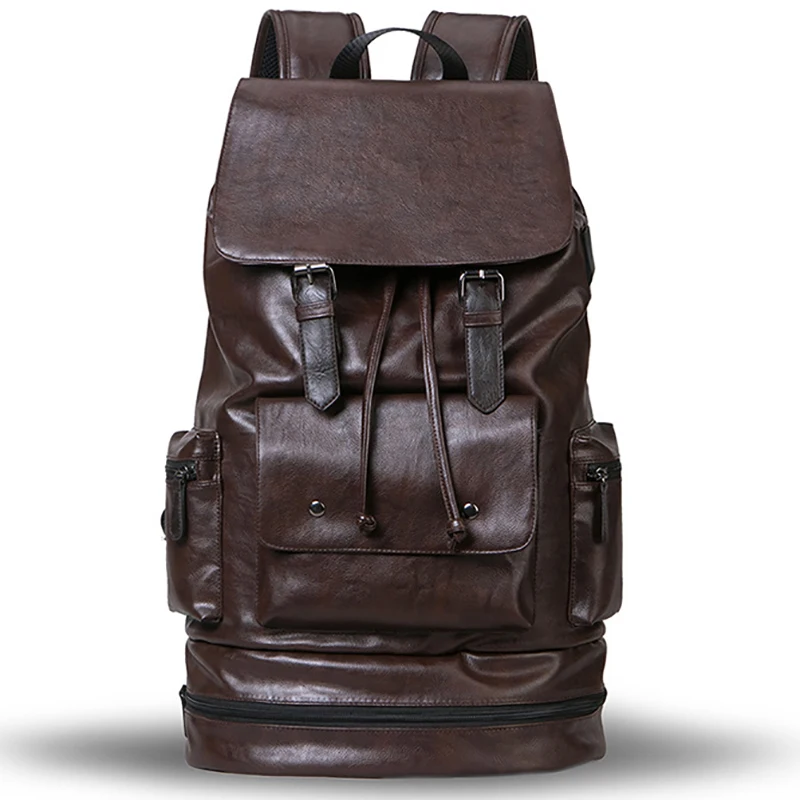 New Preppy Style Men Backpack High Capacity Backpack Fashion Pu Leather ...