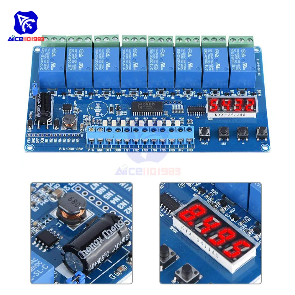 4-Digit-LED-DC-8-36V-8-Channel-Multifunction-Relay-Control-Module-with ...