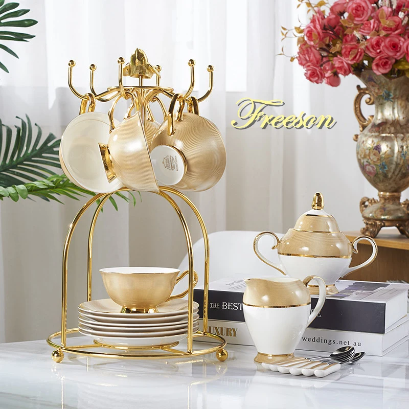 Luxury Gold Bone China Coffee Set Porcelain Tea Set Advanced Cup ...