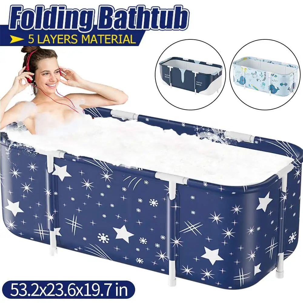 135cm Portable Folding Bathtub Large Plastic Bath Bucket Insulation ...