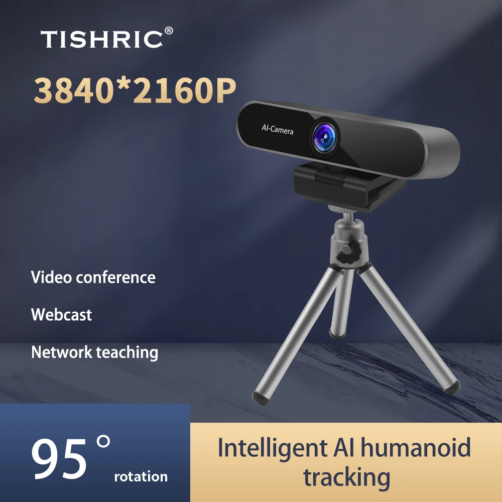 Tishric 3840*2160p Auto Focus Computer Camera Ai Tracking Webcam 4k Usb ...