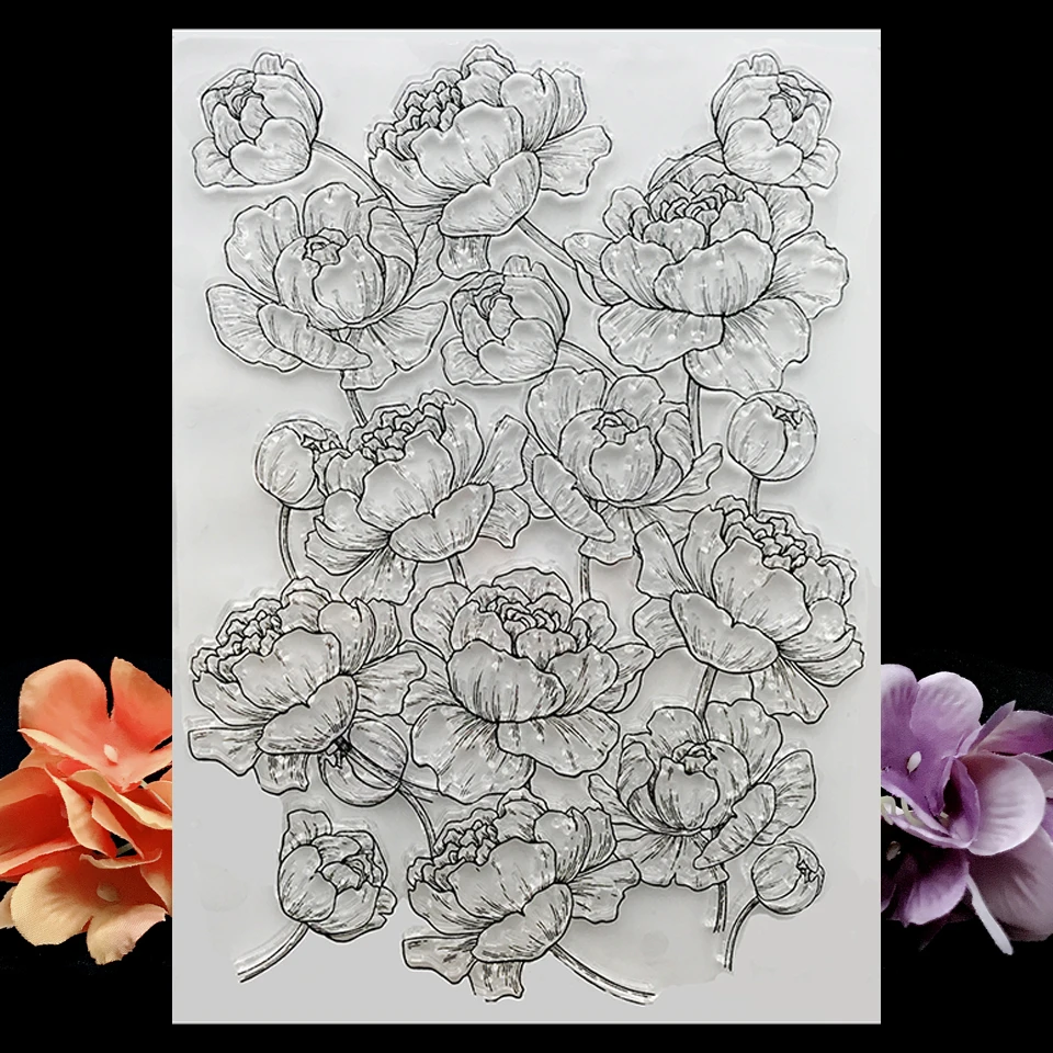 Flowers-Background-Transparent-Clear-Silicone-Stamps-For-Scrapbooking ...