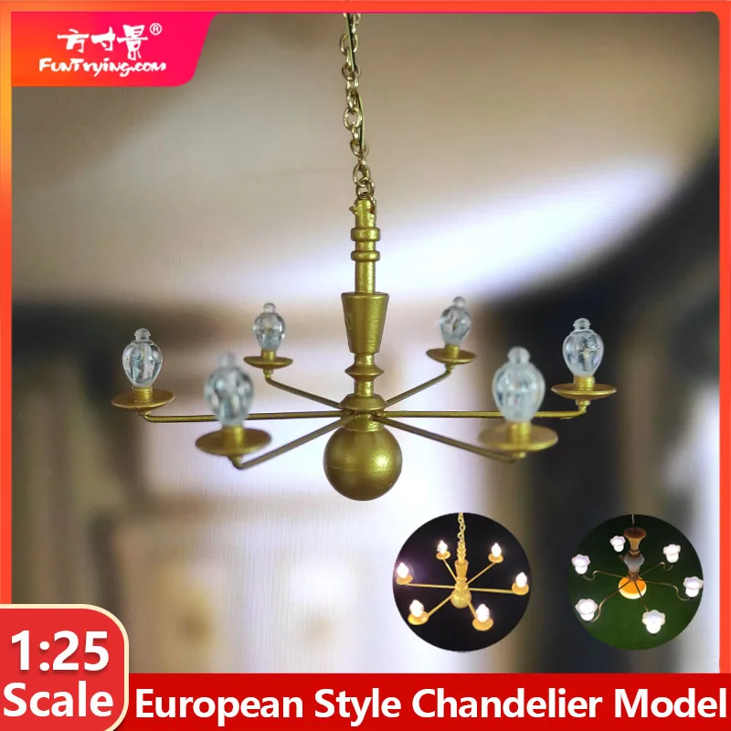 1-25-Scale-Model-Led-Ceiling-Lamp-Dollhouse-Furniture-Chandelier-3V ...