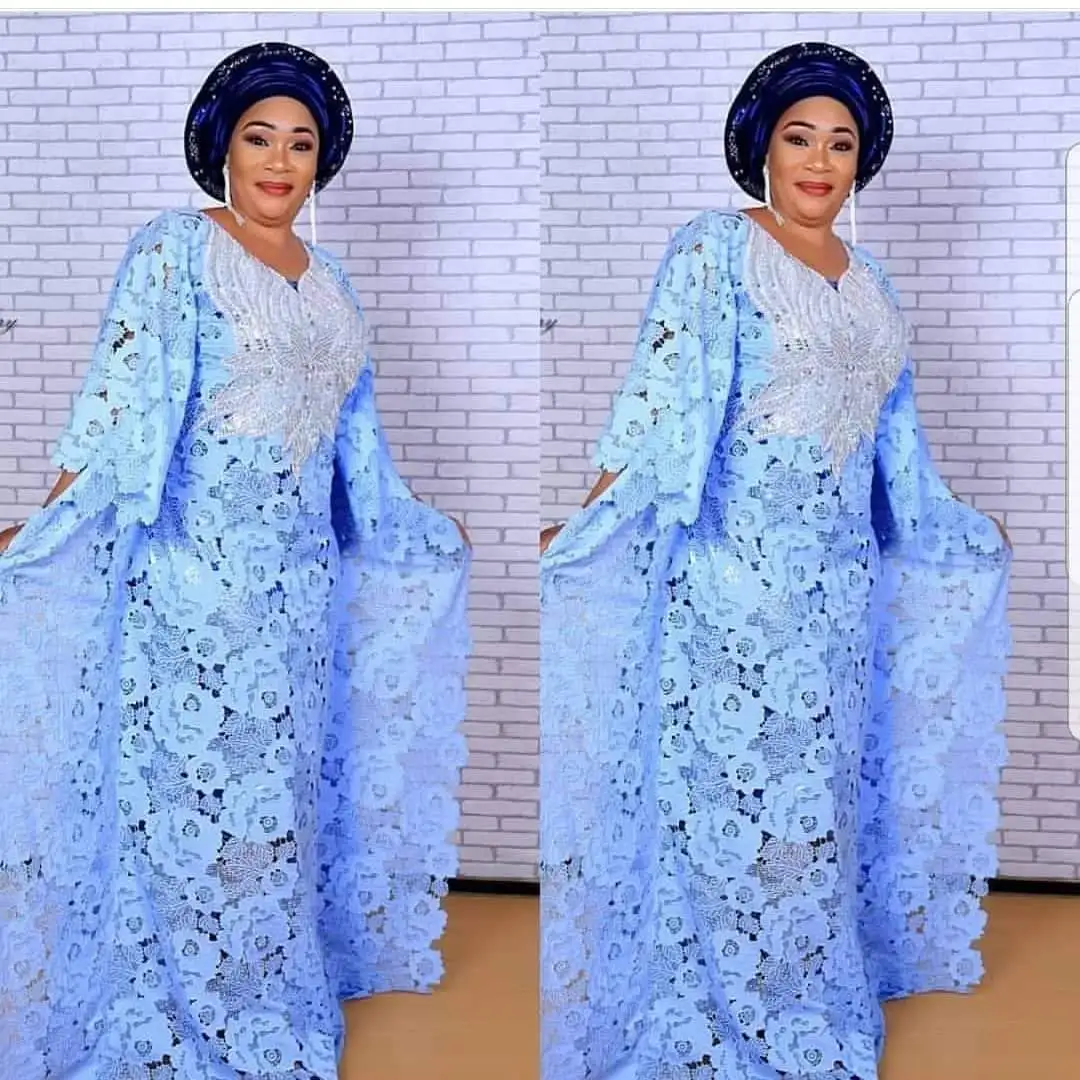 Robe-Africaine-Longue-en-Dentelle-pour-Femme-Col-en-V-Manches-Chauve ...