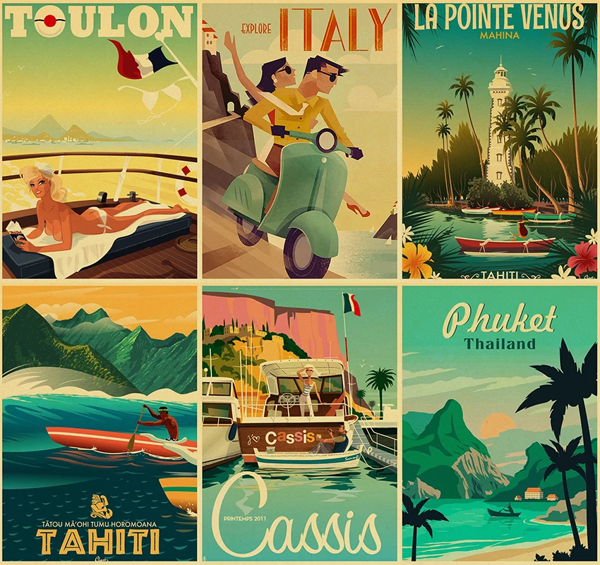 Vintage-City-Landscape-Metal-Tin-Sign-New-York-London-Italy-TAHITI ...