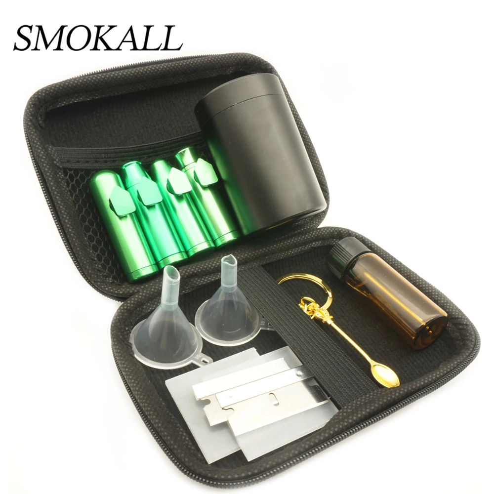 1Set Metal Sniffer Snuff Snorter With Aluminum Jar Metal Spoon Brush ...