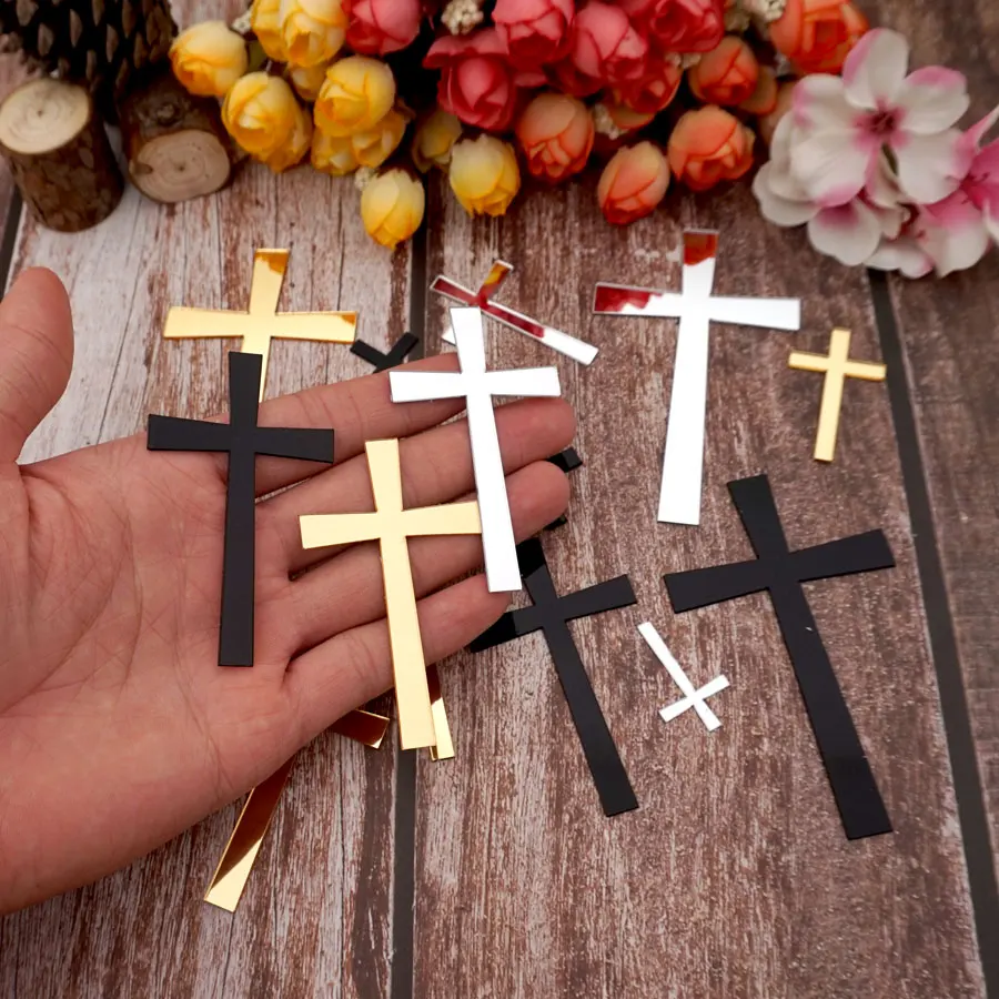 50pcs 9cm/ 7cm/5cm /4cm/ 3cm Height Cutting Mirrored Cross Shape ...
