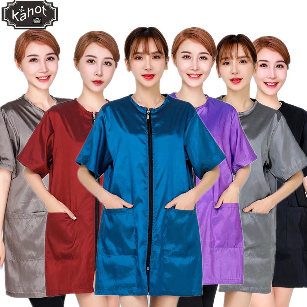 Professional Salon Smock Stylist Jacket Cosmetology Uniform Zipper ...