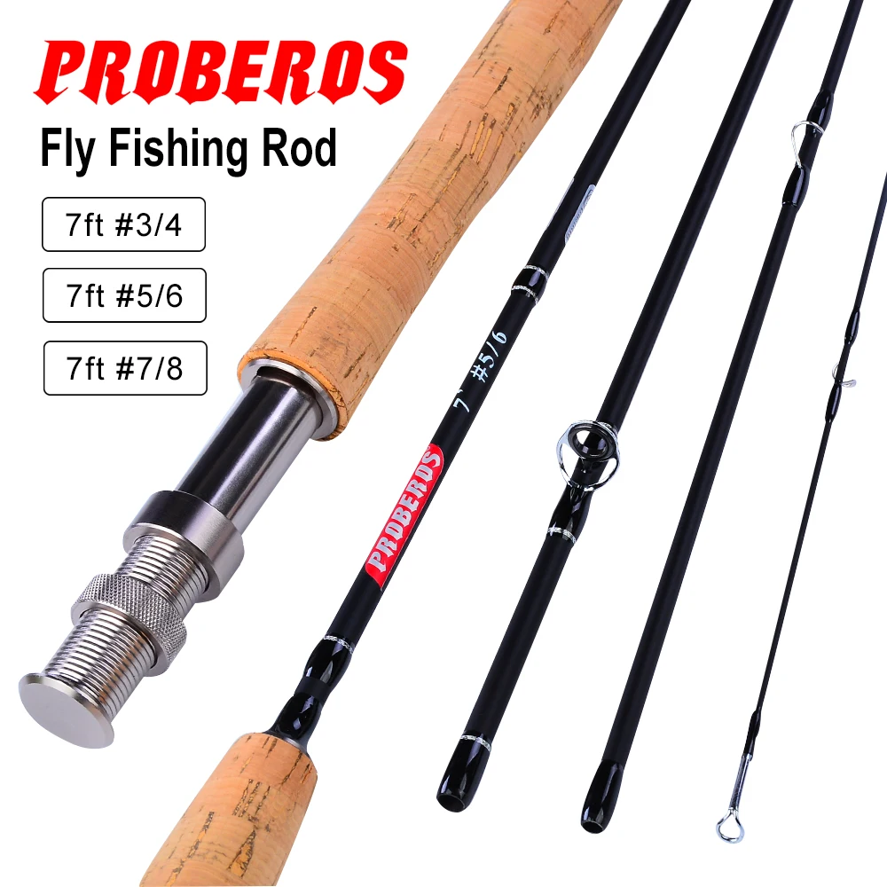PROBEROS Fly Fishing Rod 7FT&9FT 2.1M&2.7M 4 Section Line wt 3/4 5/6 7/ ...