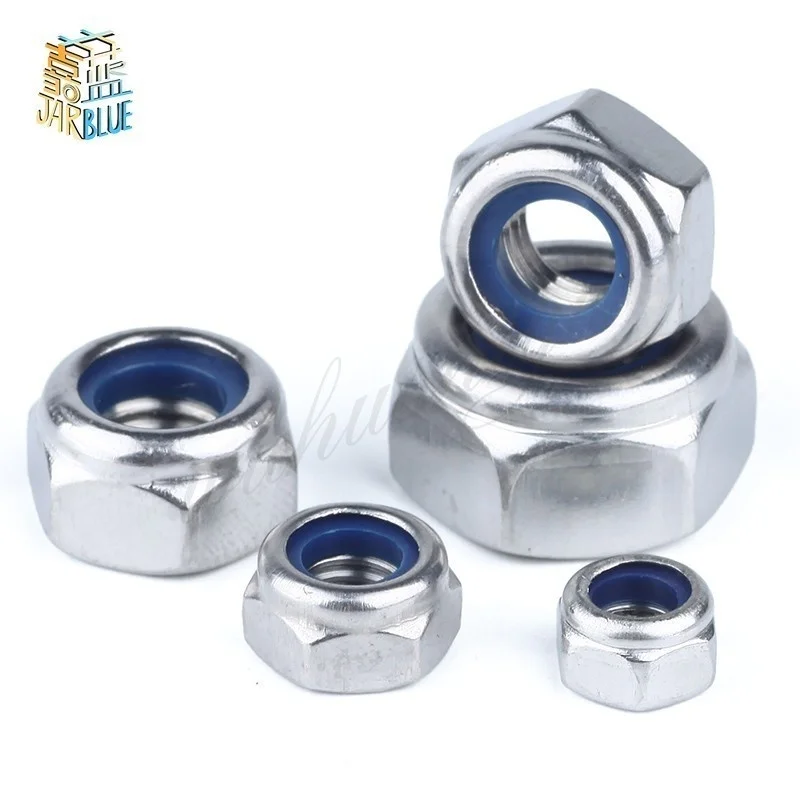 Ecrou hexagonal autobloquant en nylon, acier inoxydable 304, DIN985, M2 ...