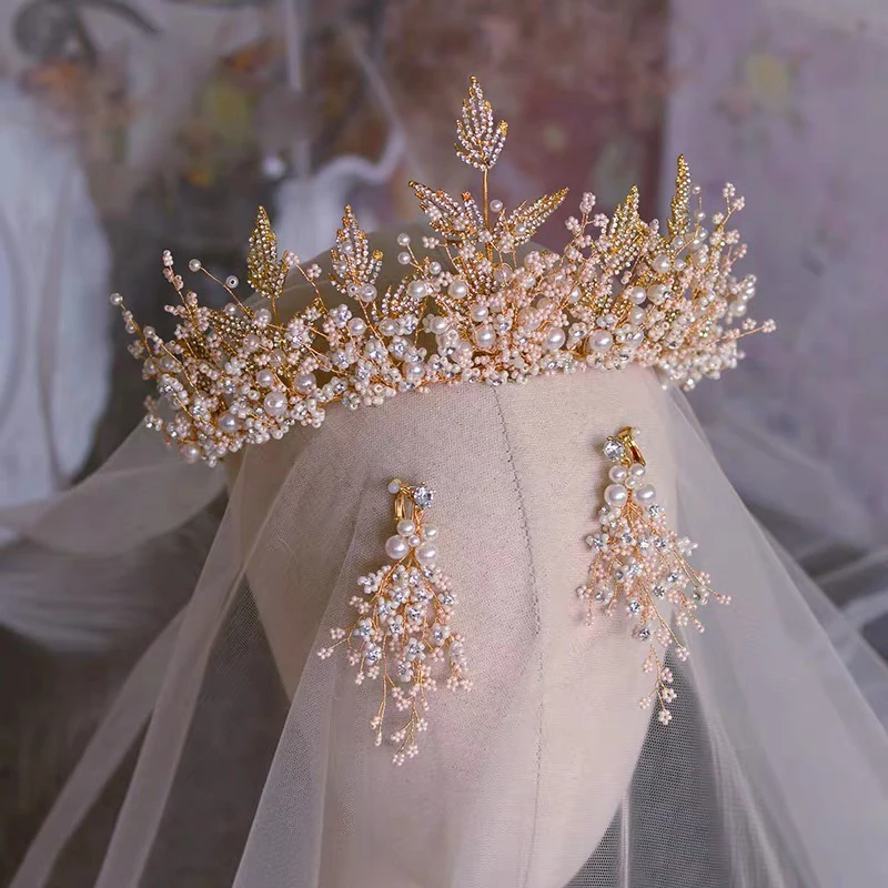 Tiara de boda real hecha a mano, coronas con pendiente, diademas de ...