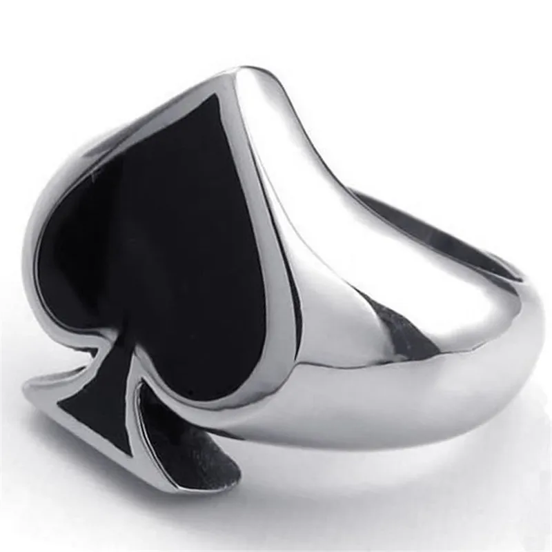 Simple Men/Women Ring Fashion Punk Polished Stainless Steel Poker ...