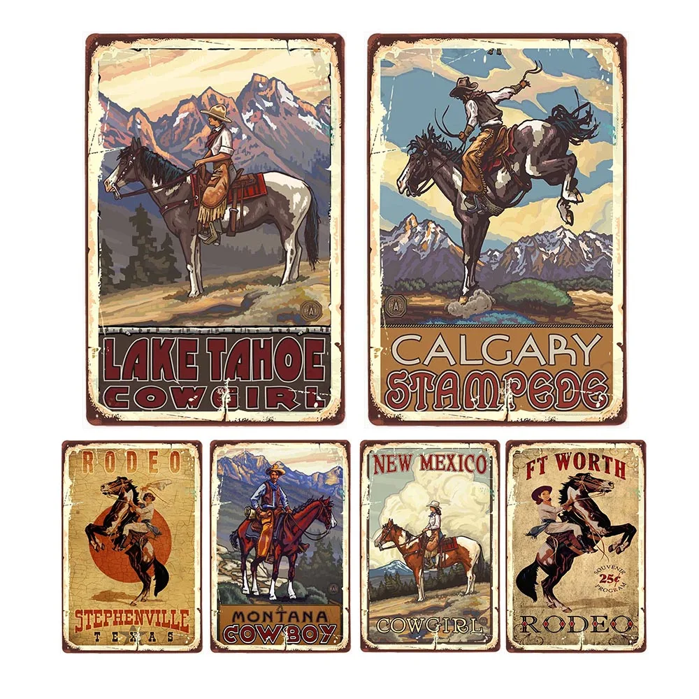 Western-Cowboy-Vintage-Metal-Wall-Art-Sign-Plaque-Horse-Riding-Hunting ...