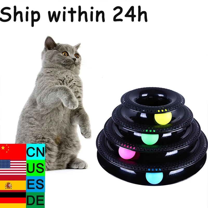 4/5 Levels Pet Cat Toy Cats Disc Tower Tracks Pet Intelligence ...