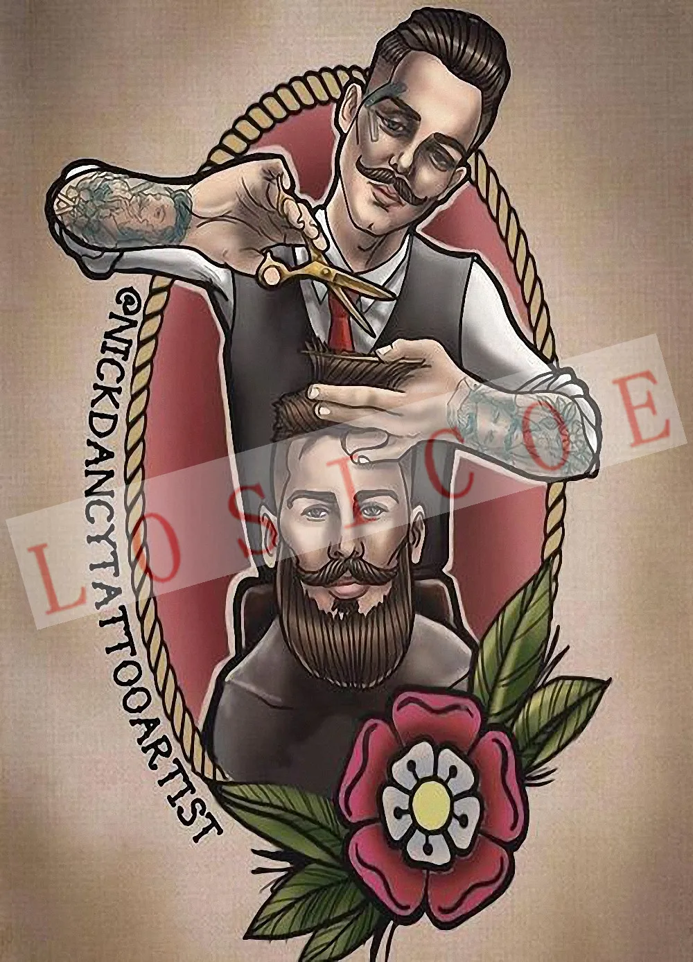 Barber Shop Tattoo Flash
