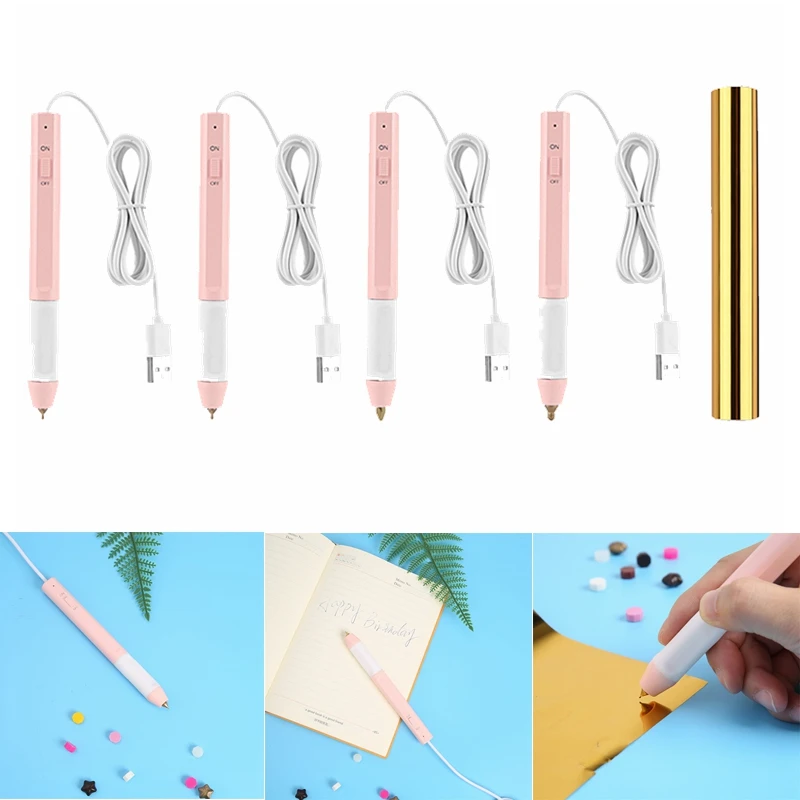 USB-Powered-Pink-Heating-Hot-Stamping-Pen-4-Specification-tip-DIY ...