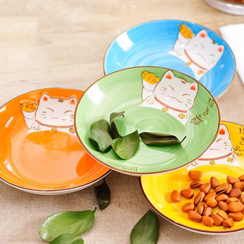 Japanese Ceramic Cat Plate | Ceramic Dining Plate | Dinner Plates ...