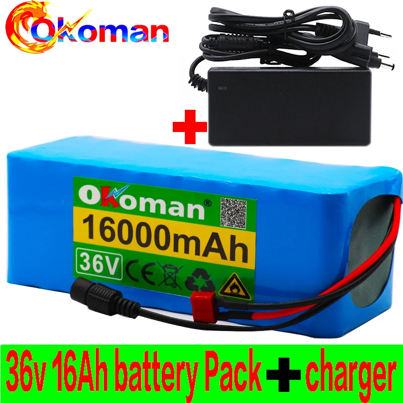 36V 16AH Electric Bike Battery Built in 20A BMS Lithium Battery Pack 36 ...