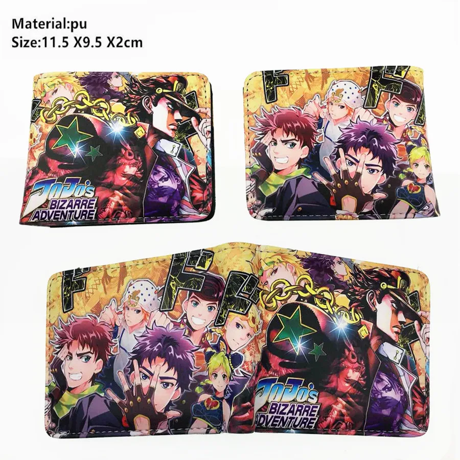 Anime JoJo's Bizarre Adventure Pu Short wallet Bifold Photo Card Holder ...