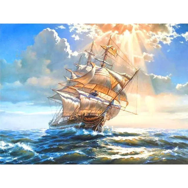 Sailing Ship Painting By Numbers Sunbeams – Hobby Paint