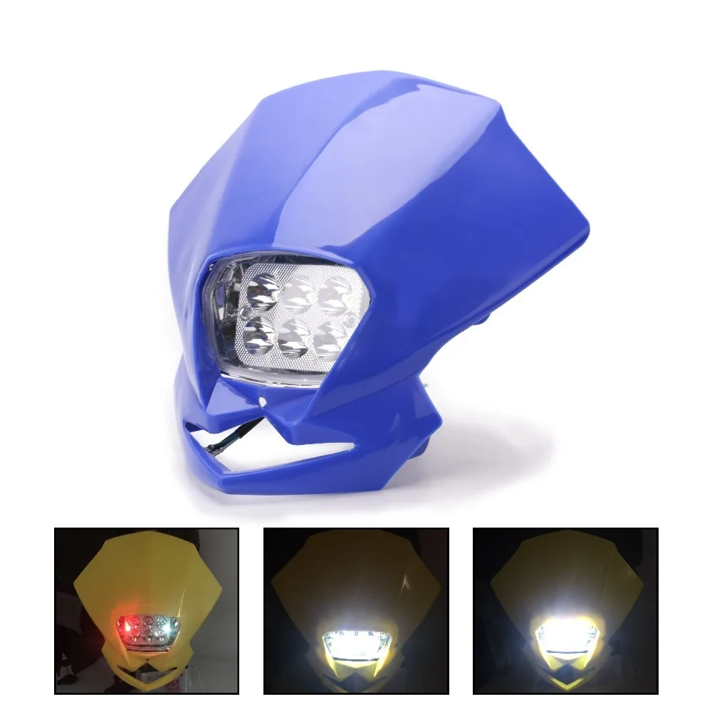 SPEEDPARK Universal Motocross LED Headlights Lamp Enduro For KLX KDX ...