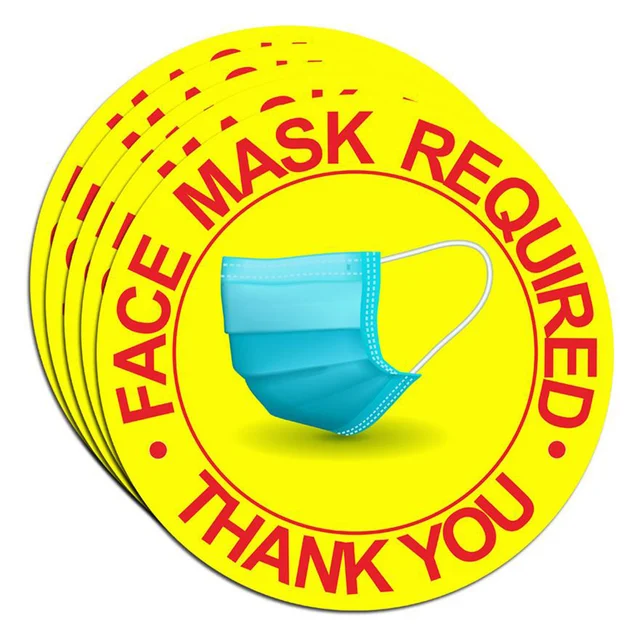 5 Pieces/lot Wall Stickers Face Mask Slogan Floor Decals Safety Signs ...