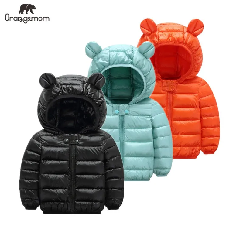 Cute Baby Girls Jacket Kids Boys Light Down Coats With Ear Hoodie ...