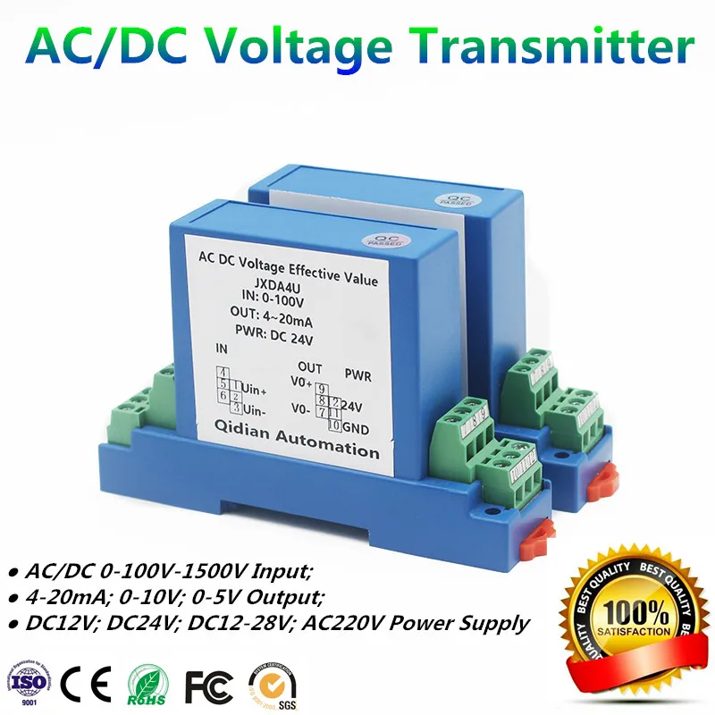 DC/AC Voltage Transmitter 1V/5V/10V/50V/100V/200V/300V/500V/1000V High ...