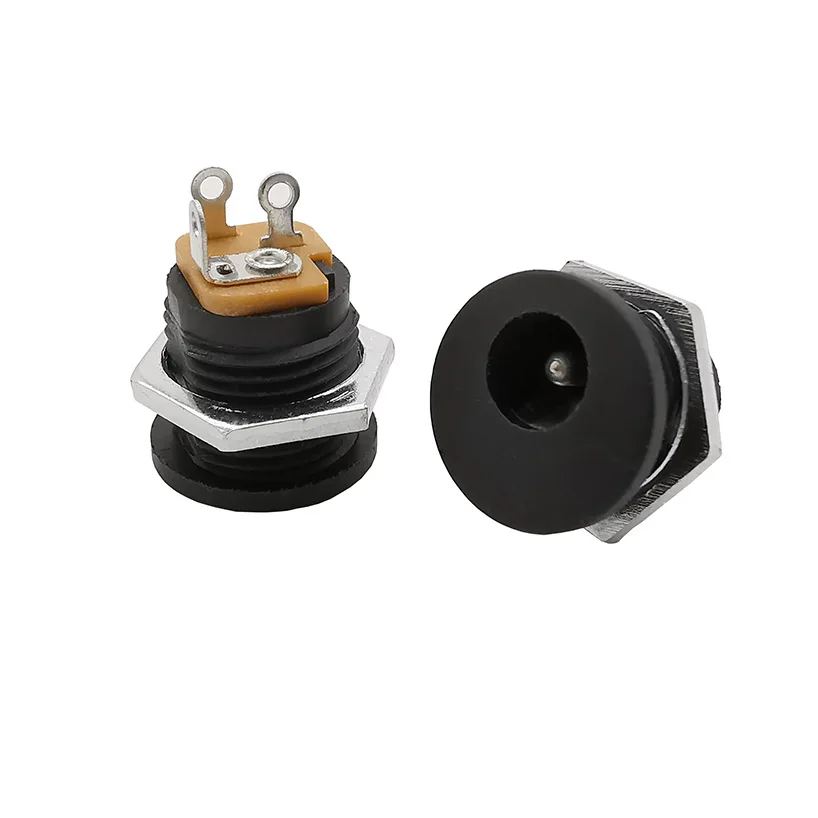 DC Power Jack Female Connector 3 Pin with Nut 5.5mm x 2.1mm