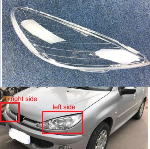 Car Headlight Cover For Peugeot 206 2004 -2008 Plastic Headlamp Lens ...