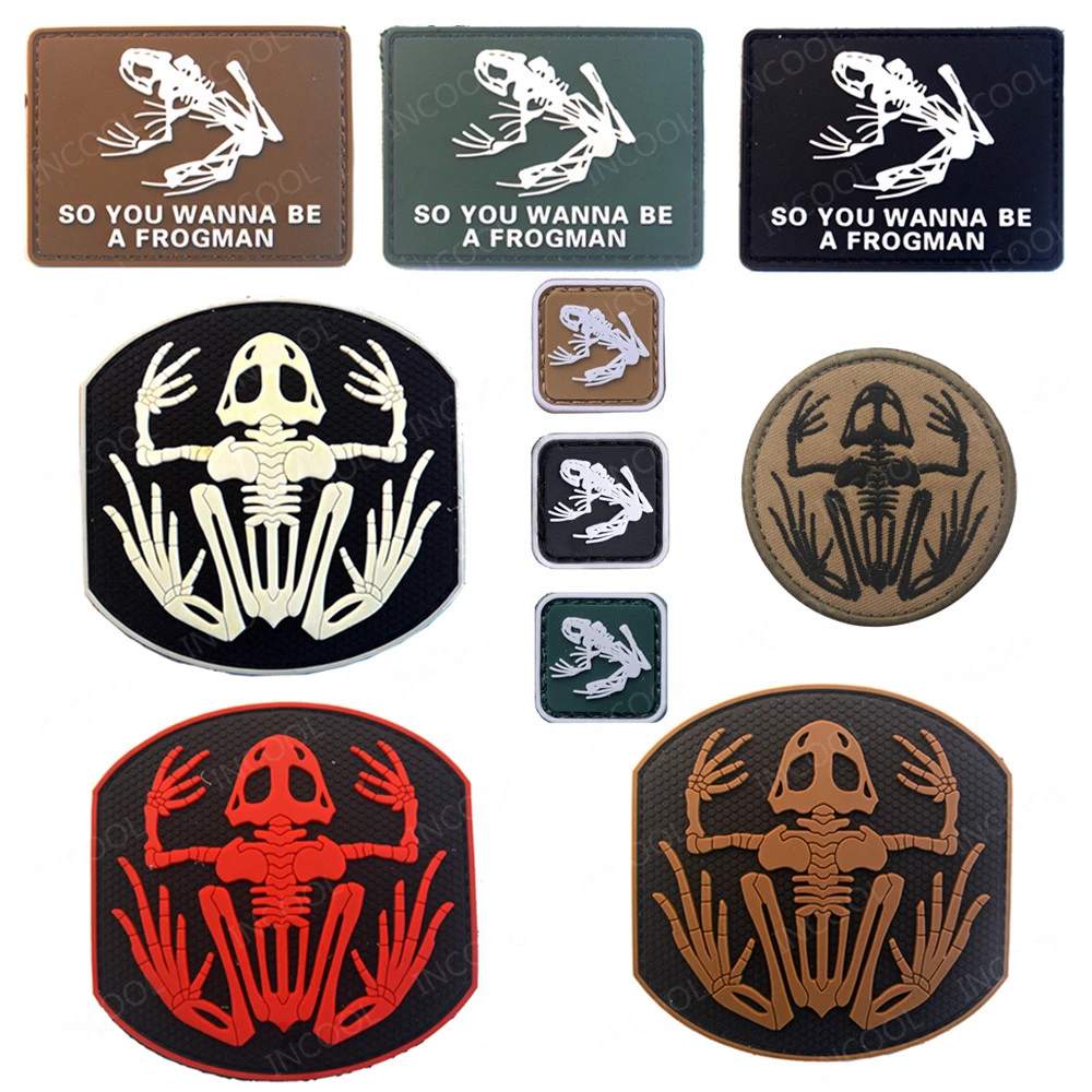 Skeleton Rubber Patches Skull Frog Animal Pvc Badges Tactical Army ...