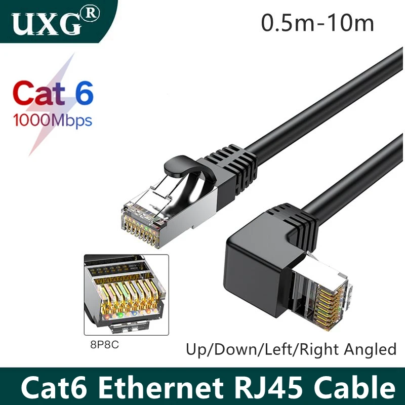 10m-8m-5m-3m-1m-RJ45-cable-26AWG-CAT6-UTP-Side-Angled-L-Shape-RJ45 ...