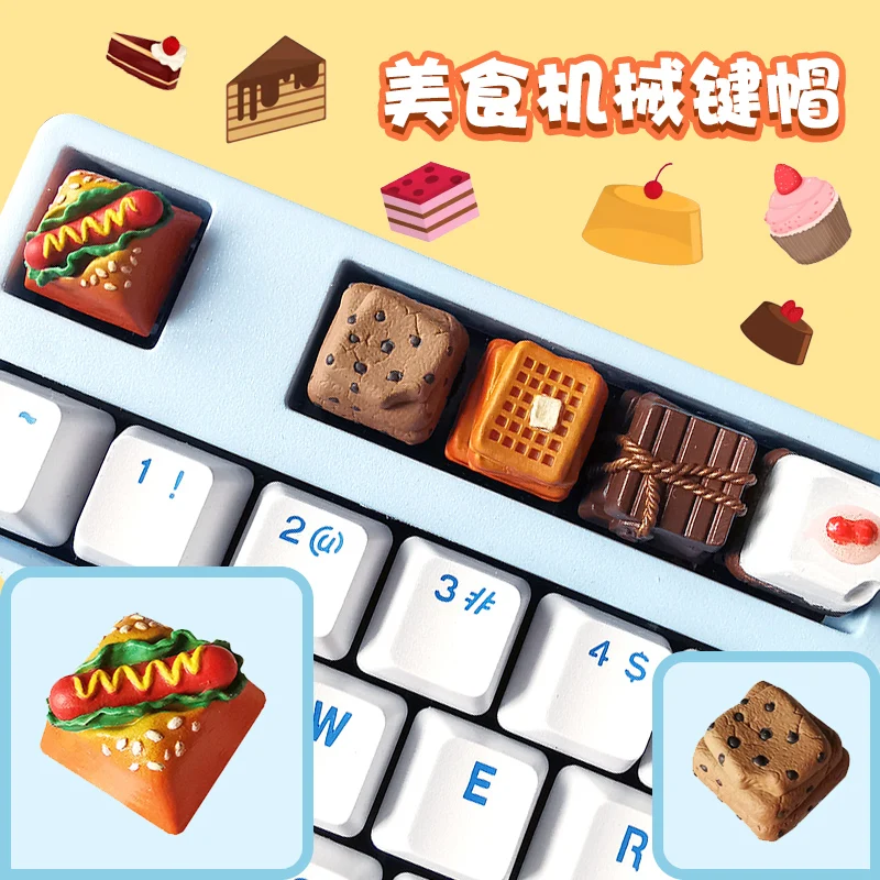 1pc Cute Hot Dog Chocolate Keycap Personality Gourmet Food Resin Keycap ...