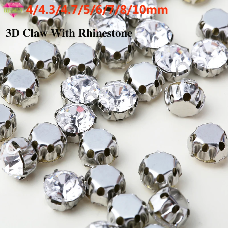 Sell At Loss!avoid Scratching 4-10mm Shining 3d Claw Rhinestone Sew On ...