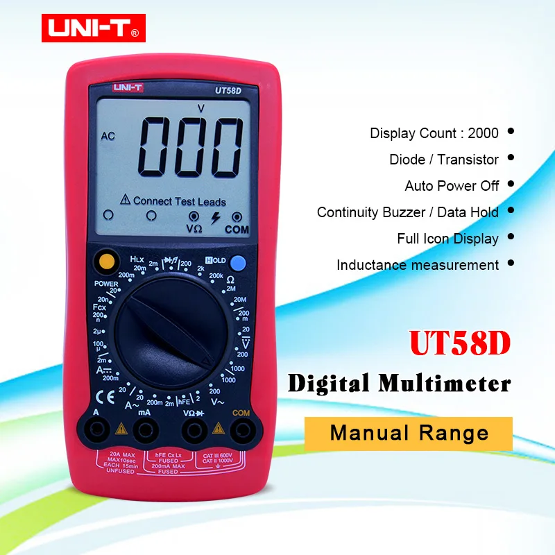 Mult-metro-UNI-T-Digital-UT58D-AC-DC-Volt-Amp-Ohm-Capacit-ncia-Indut ...