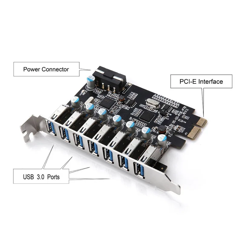 7 Ports Superspeed PCI E To USB 3.0 Expansion Card PCI Express Internal ...