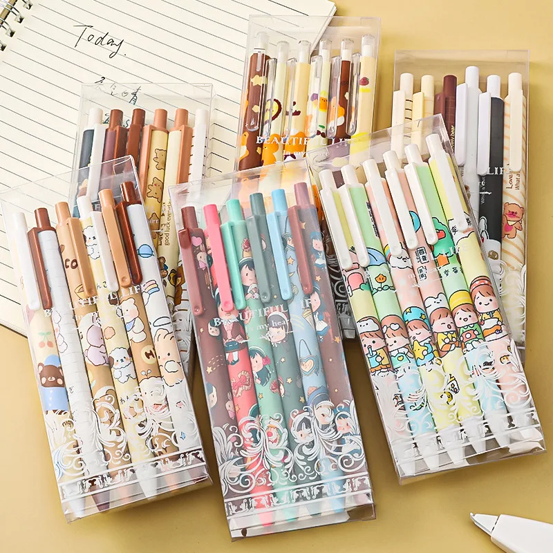 Zoecor 6Pc/Lot Kawaii Gel Pen Set Cute Ballpoint Pens ручки 0.5mm Black ...