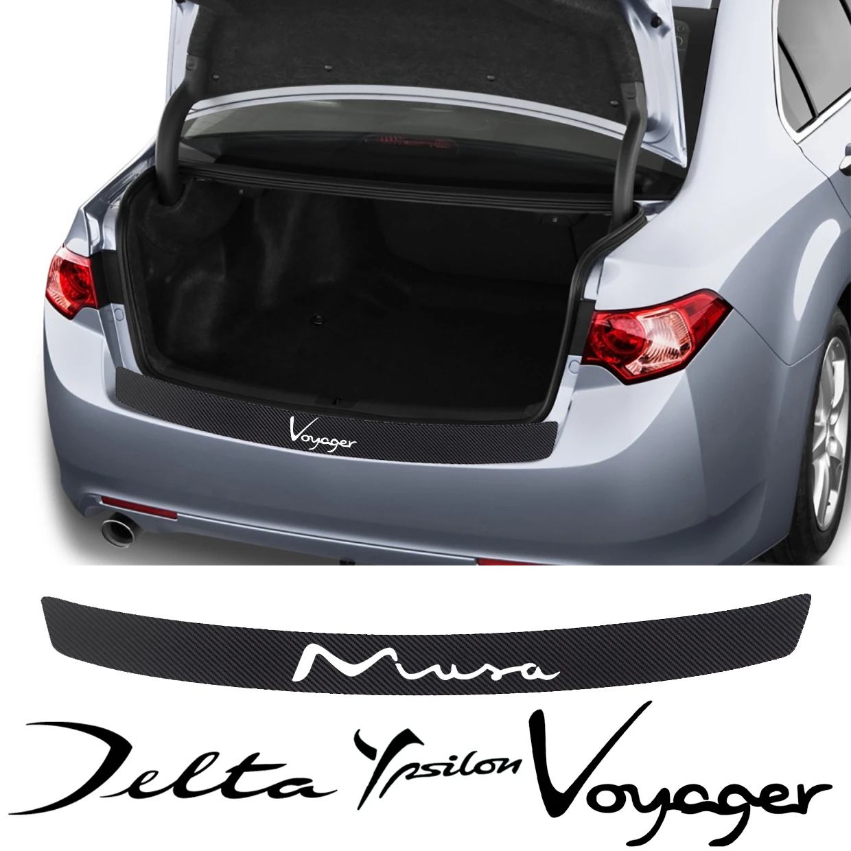 Car Stickers Carbon Fiber Trunk Decal For Lancia Musa Phedra Delta ...