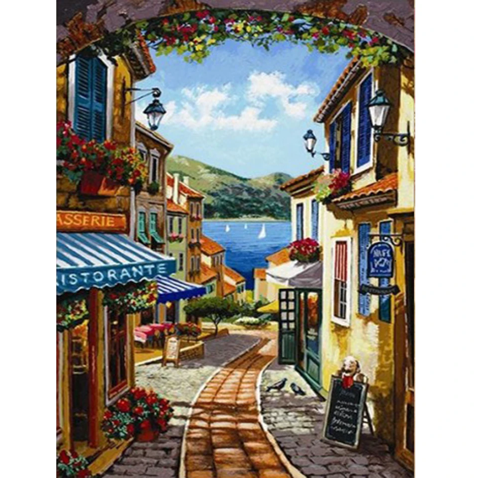 Landscape-Street-House-14CT-Cross-Stitch-Complete-Kit-DIY-Embroidery ...