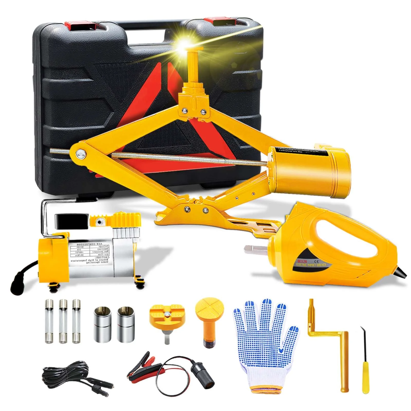 12v 3 In 1 3 Ton Electric Car Jack Kit Scissor Car Jacks Set With ...