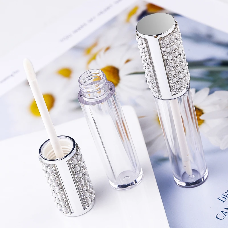 10pcs 5ml 립글로스 튜브 빈 플라스틱 립 밤 튜브 지팡이 실버로즈 골드 캡 립 유약 컨테이너 화장품 포장리필 병