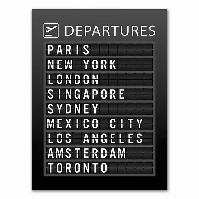 Airport Board Destination Poster Canvas Painting Wall Art Honeymoon ...