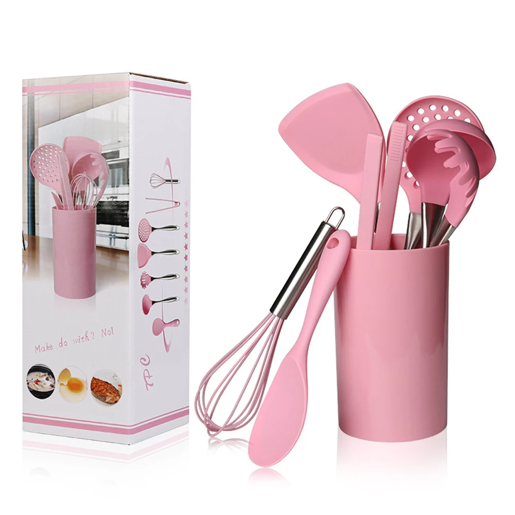 Pink-Cooking-Tools-Stainless-Steel-Handle-Kitchenware-Dinnerware ...