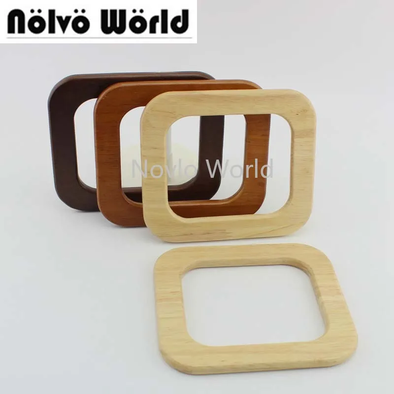 4 10 Pieces,4 colors 15*13cm Solid Wood square shaped handles for bags ...