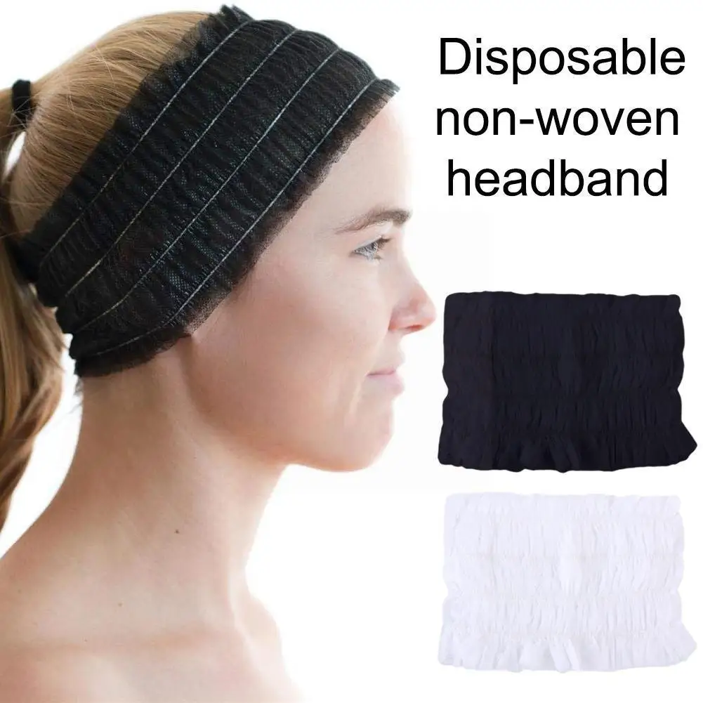 100pcs Disposable Headband Stretch Non-woven Headband Turban Makeup ...